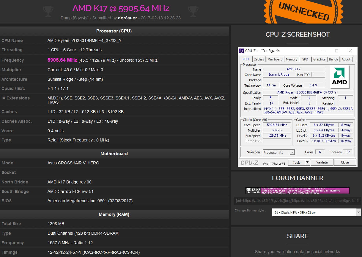 Ryzen 5 1600X OC: Breaks World Records for 6-core CPU Performance